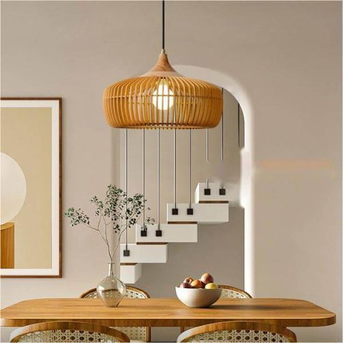 Modern Natural Wood Pendant Light